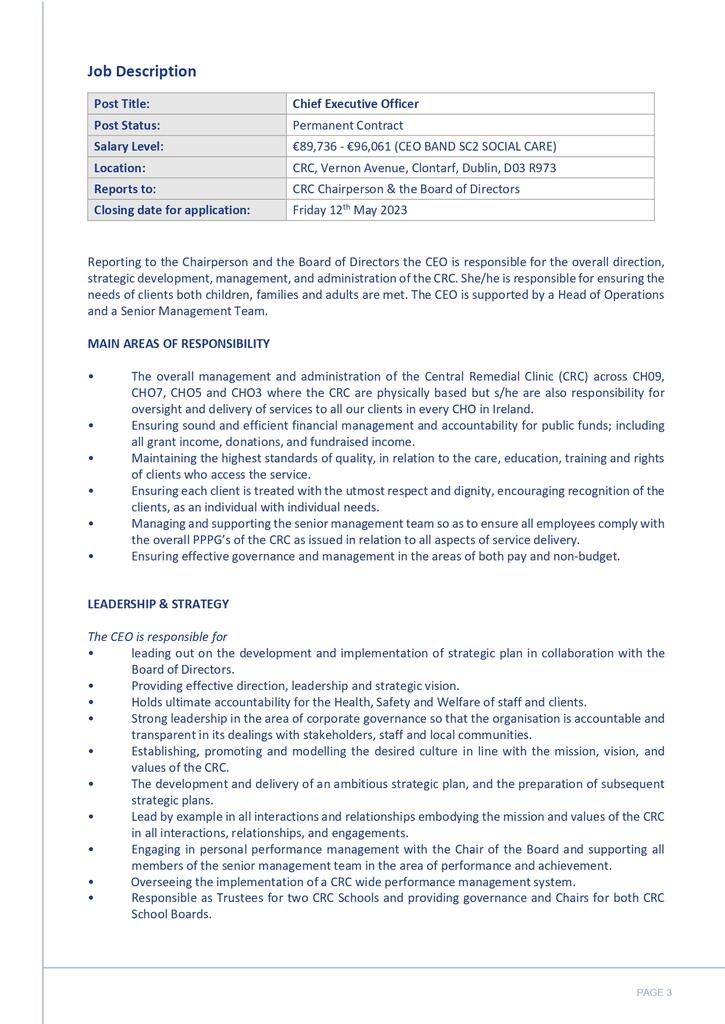 Chief Executive Officer | Central Remedial Clinic